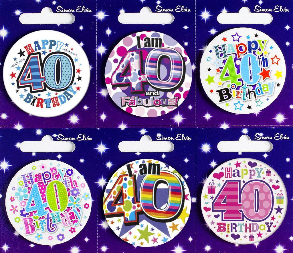 Age 40 Small Badge 55mm - LP Wholesale